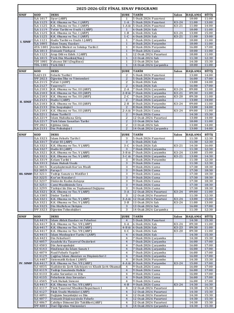 2025 2026 Guz Final Programi | PDF