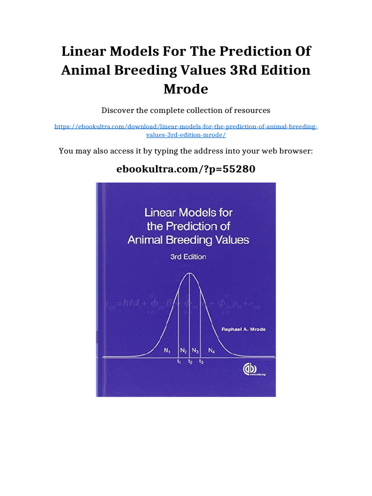 Linear Models For The Prediction of Animal Breeding Values 3rd Edition ...