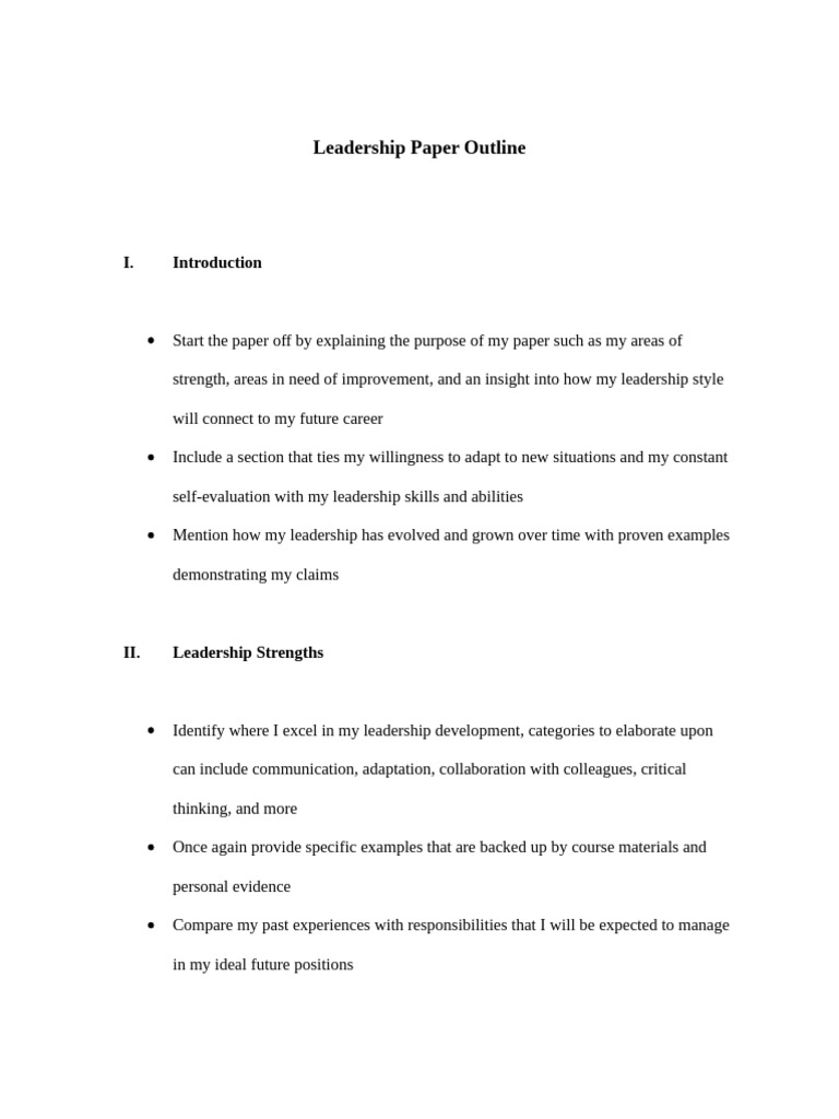 Leadership Paper Outline | PDF | Leadership | Thought