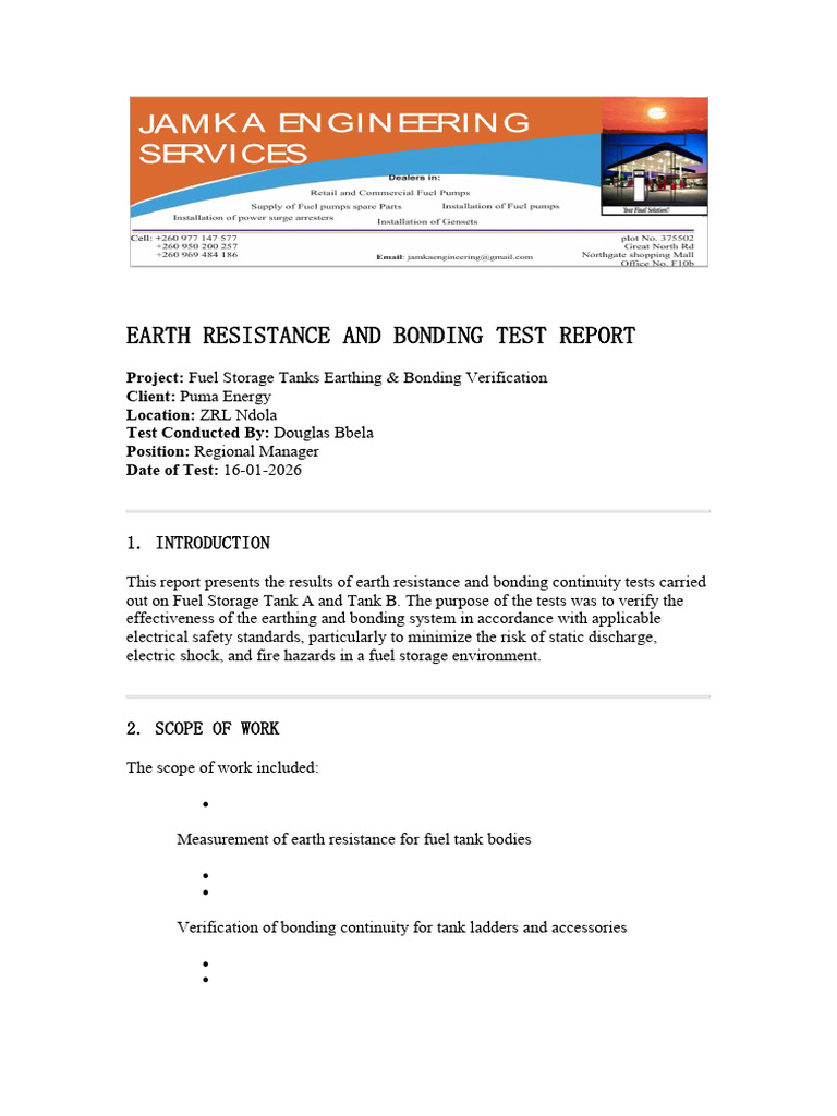 Earth Resistance and Bonding Test Report | PDF