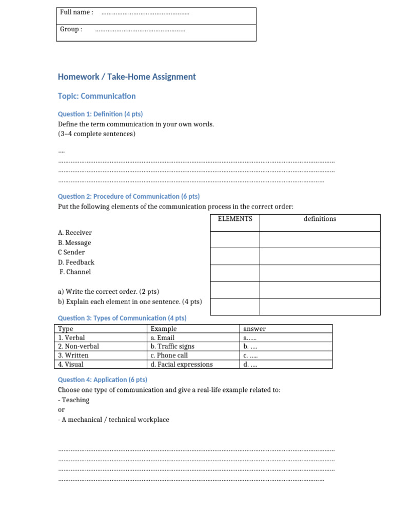 Communication Homework | PDF