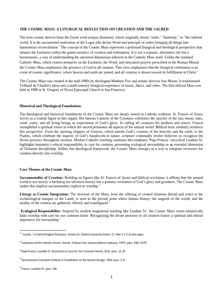 The_Cosmic_Mass_1[1] | PDF | Mass (Liturgy) | Catholic Church