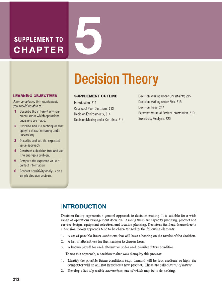 Chapter 5 (Decision Theory) | PDF