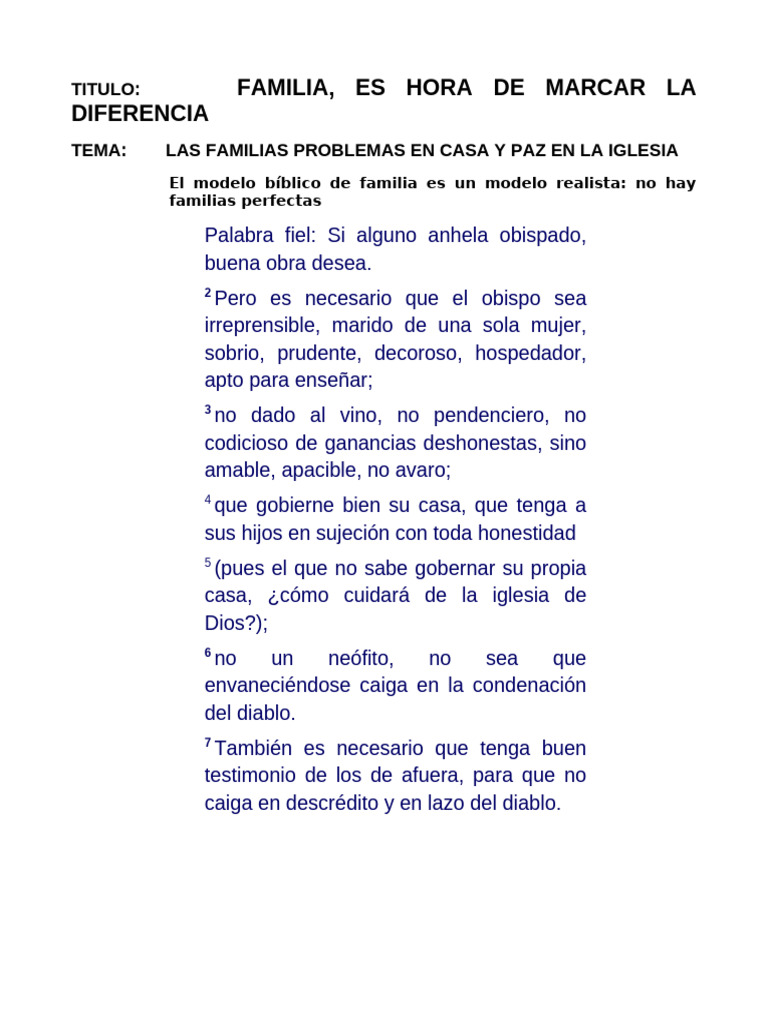 Tema Las Familias Problemas en Casa y Paz en La Iglesia | PDF | Cristo ...