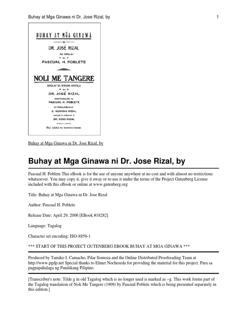 Buhay at Mga Ginawa Ni Dr. Jose Rizal | PDF Buhay at Mga Ginawa Ni Dr. Jose Rizal | PDF
