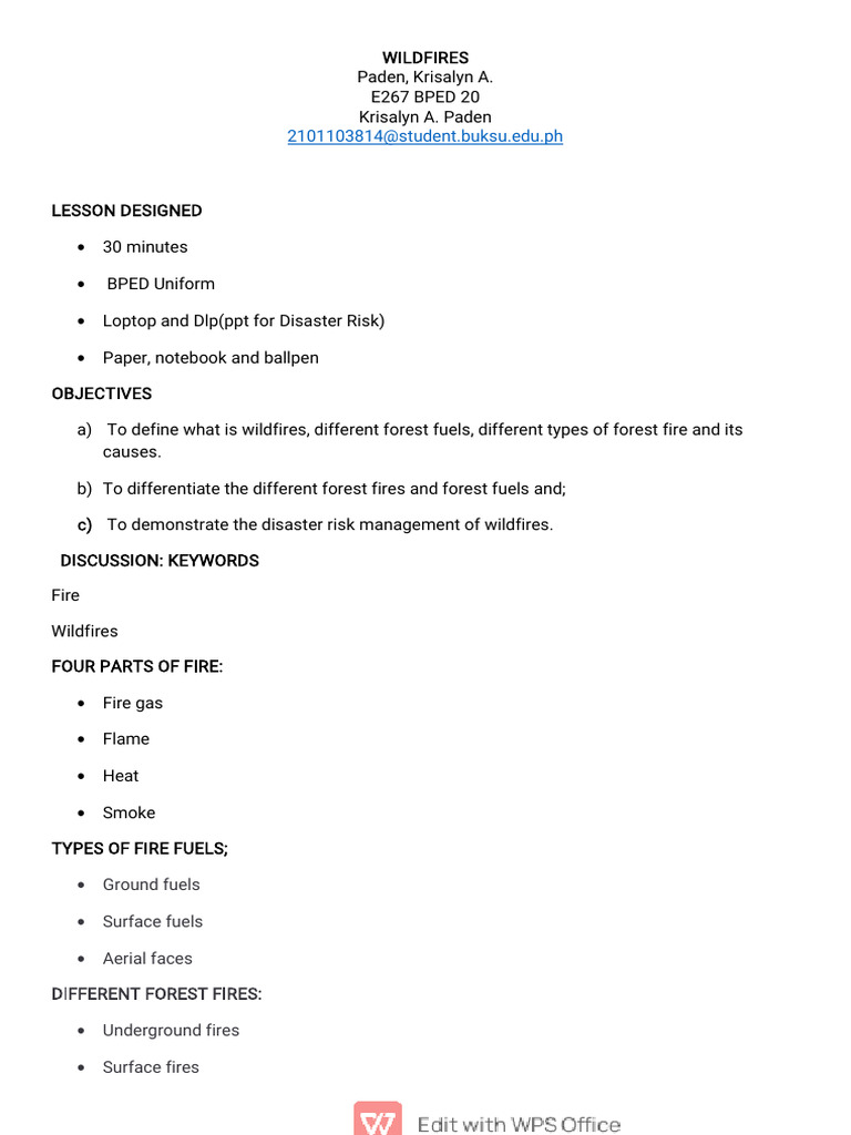 Lesson Designed Paden | PDF | Wildfire | Fires
