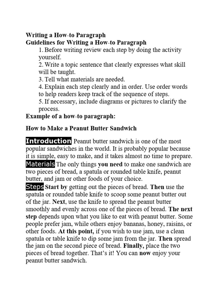 Writing How-To Paragraph | PDF