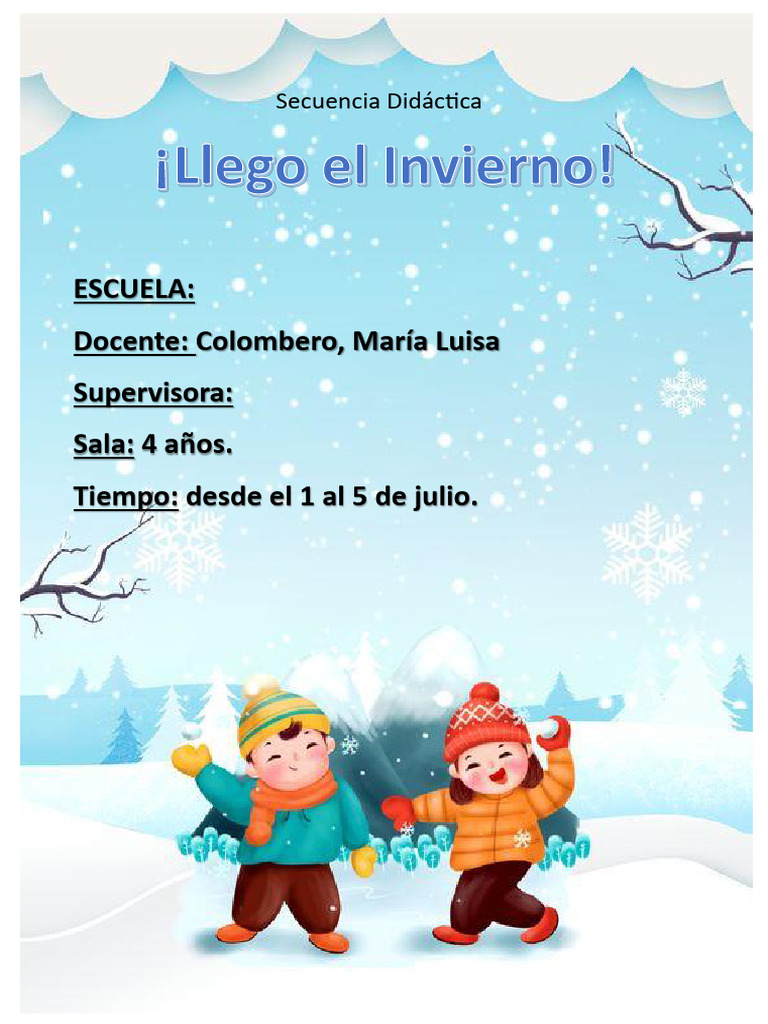 Secuencia Didáctica Invierno Sala de 4 | PDF | Comunicación ...
