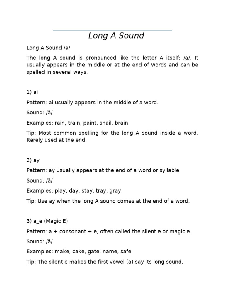 Long a Sound | PDF