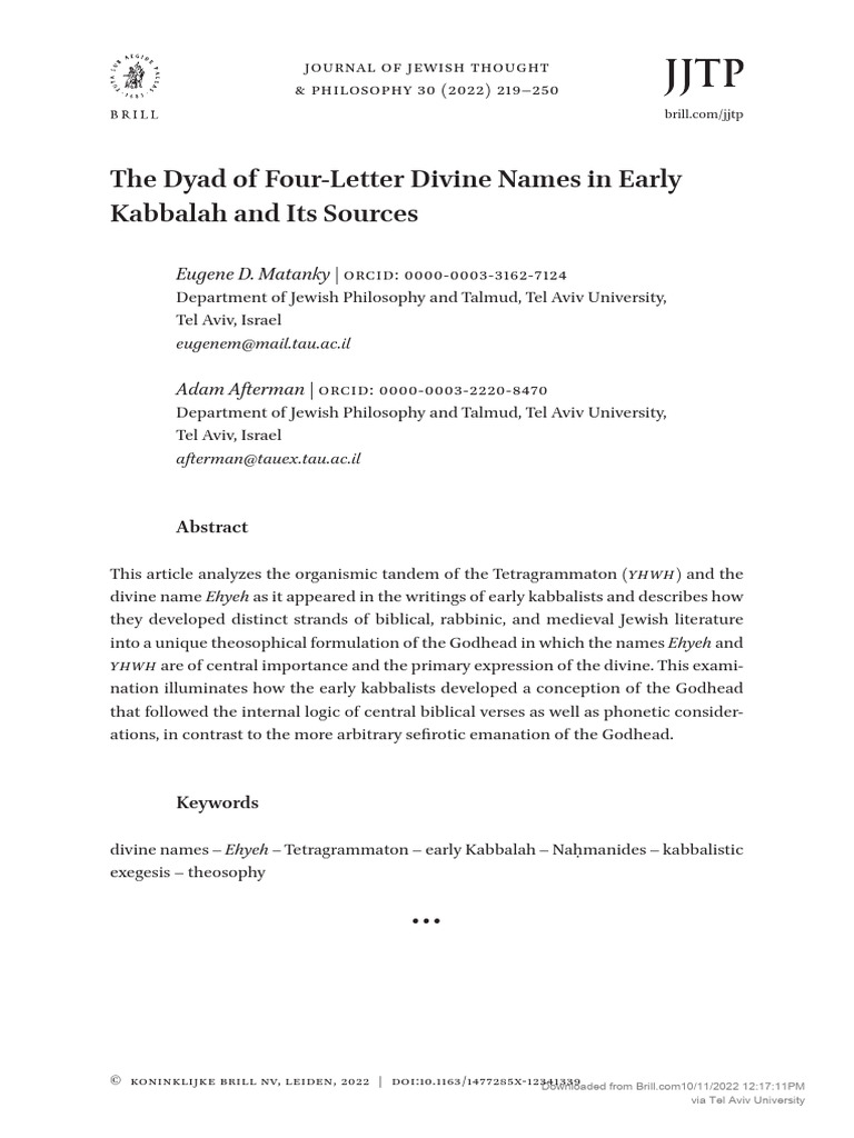 MATANKY EUGENE JWTP 202212 the Dyad of Four-Letter Divine Names in ...