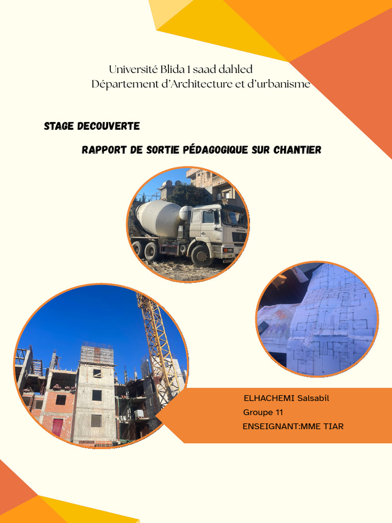 Rapport de Sortie Pédagogique Sur Chantier | PDF | Béton | Génie du ...