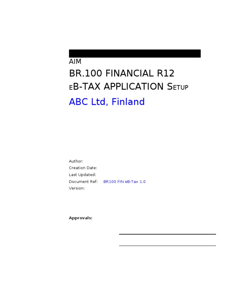 Setup of Tax Configuration in Oracle E-Business Tax for ABC Ltd | PDF | Value Added Tax ...