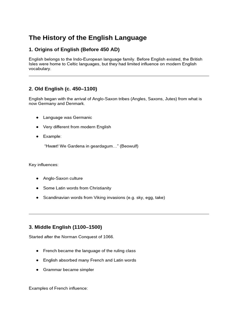 Copy of Copy of English Language History | PDF