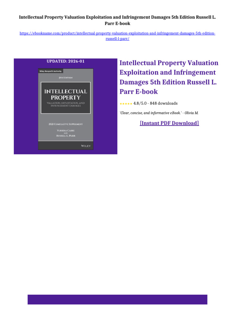 Intellectual Property Valuation Exploitation and Infringement Damages ...