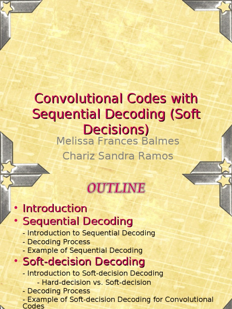 Convolutional Codes With Sequential Decoding Soft Decisions Pdf