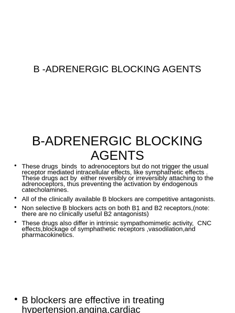 Beta Adrenergic Blocking Agents | PDF | Drugs | Clinical Medicine