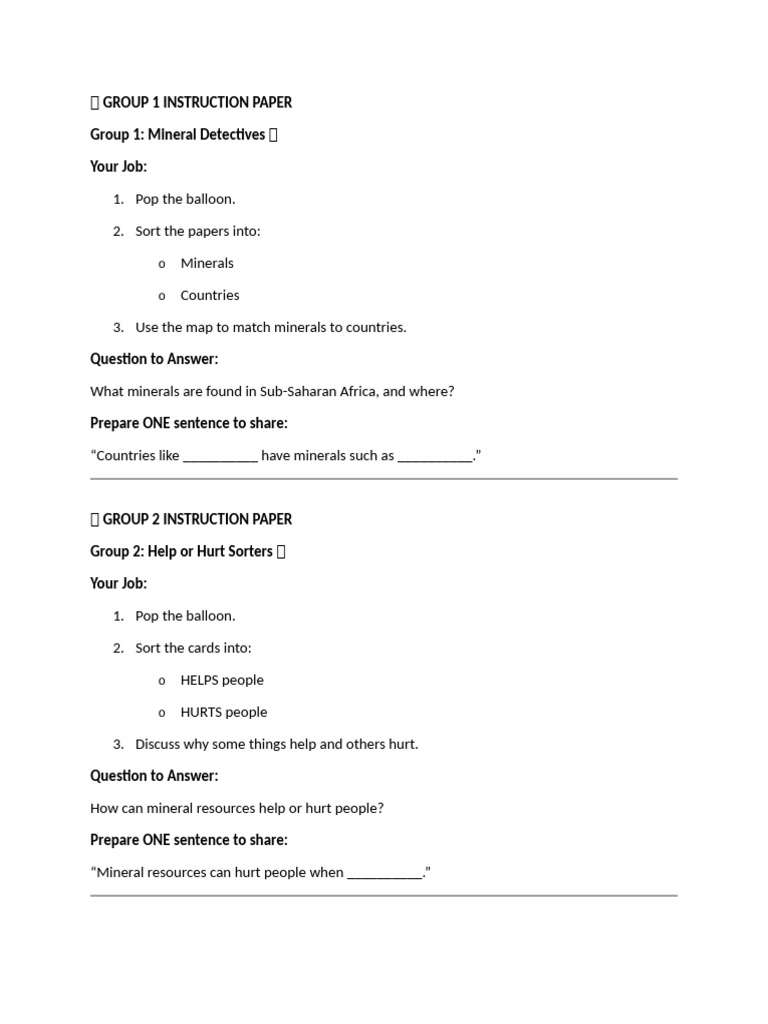 ? Group Instruction Paper | PDF