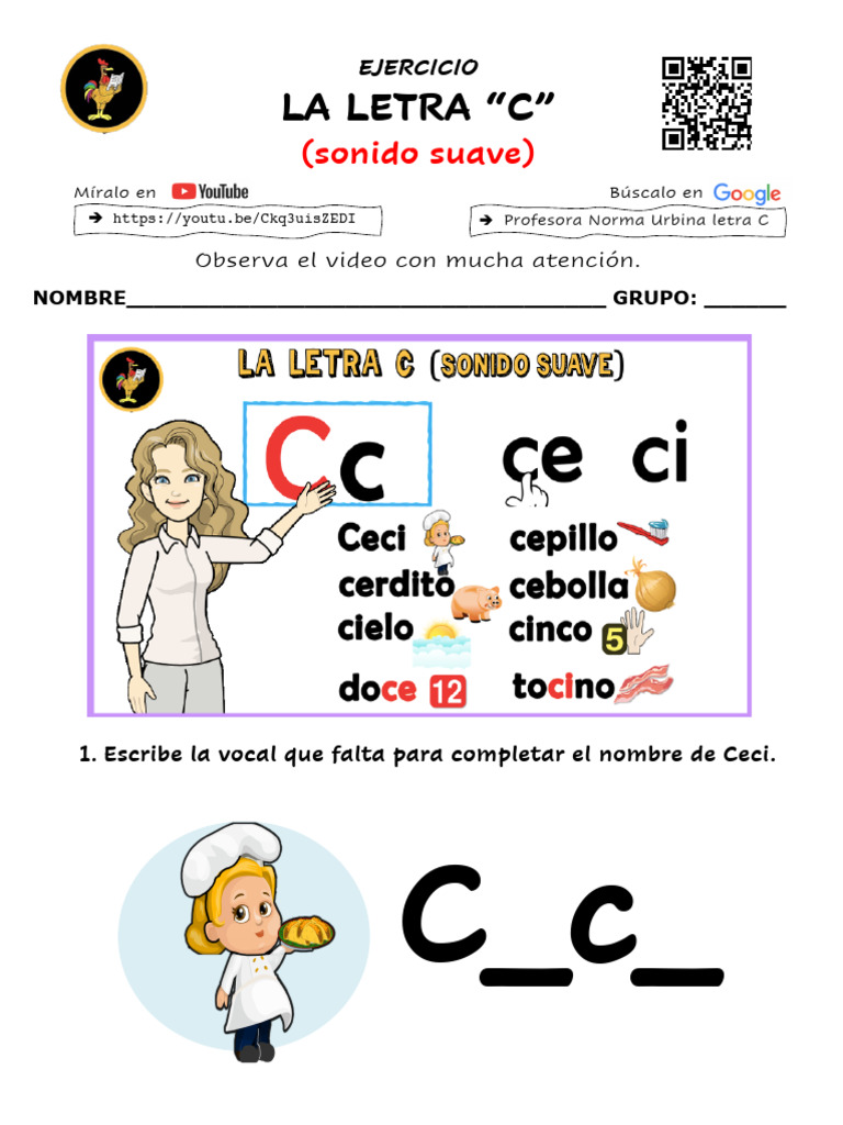 Letra C CE-CI (Sonido Suave) Profra Norma Urbina | PDF