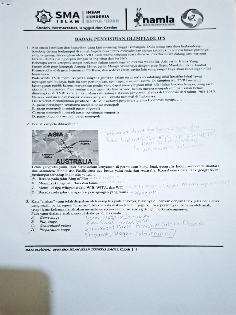 Soal Baiz Olim IPS | PDF