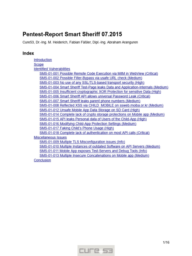 Pentest Report Smartsheriff | PDF | Transport Layer Security | Cyberwarfare