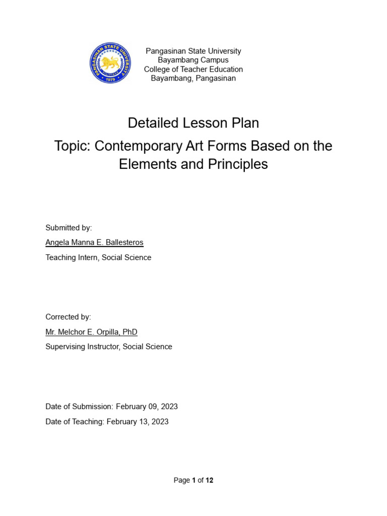 2nd Commented Detailed Lesson Plan Angela Ballesteros | PDF | Area ...