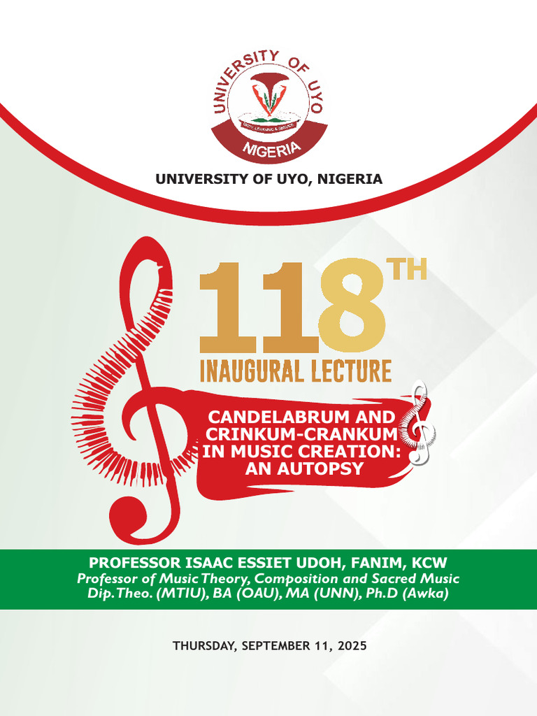 118th Inaugural Lecture Prof Isaac Music Dept UniUyo | PDF | Methodism ...