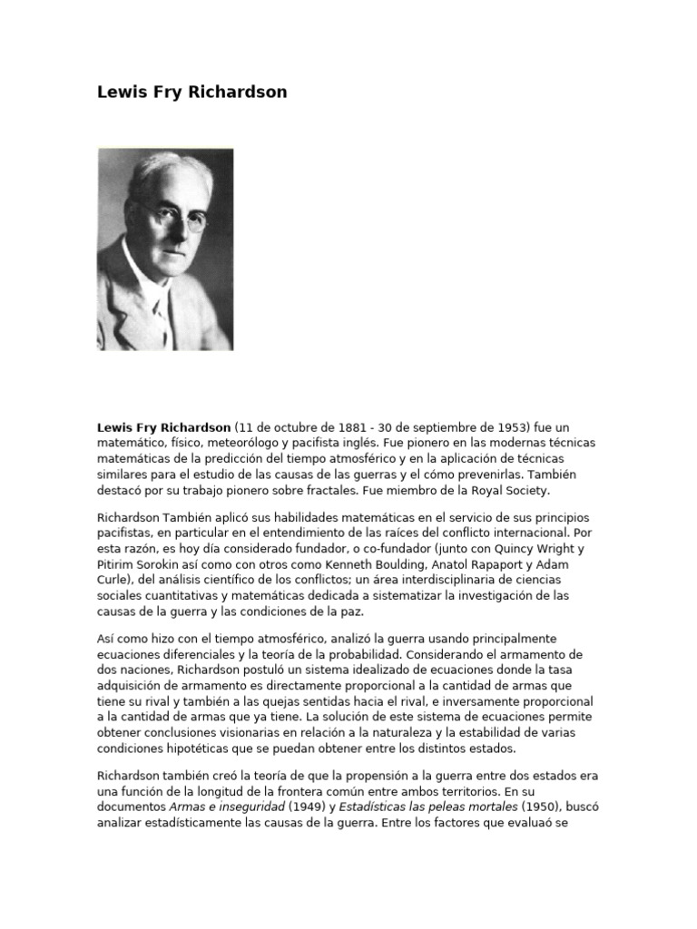 96702627 Lewis Fry Richardson | PDF | Matemáticas