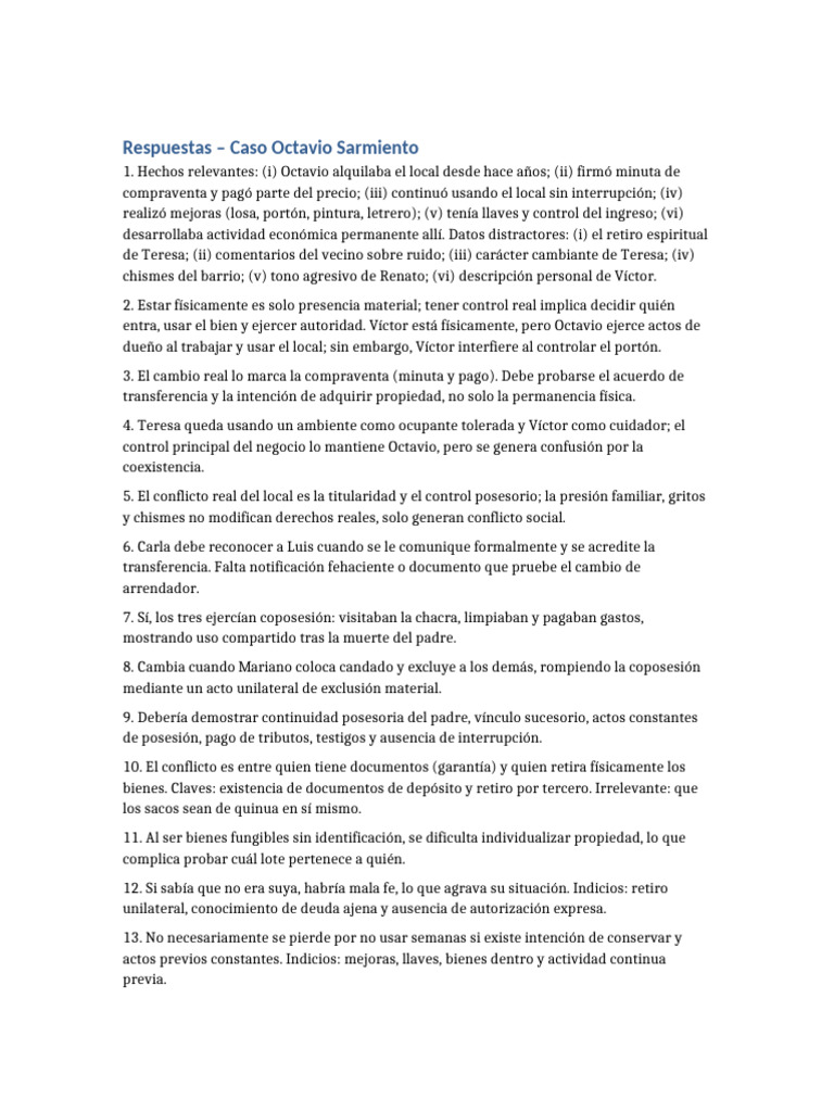 Respuestas Caso Octavio Sarmiento | PDF