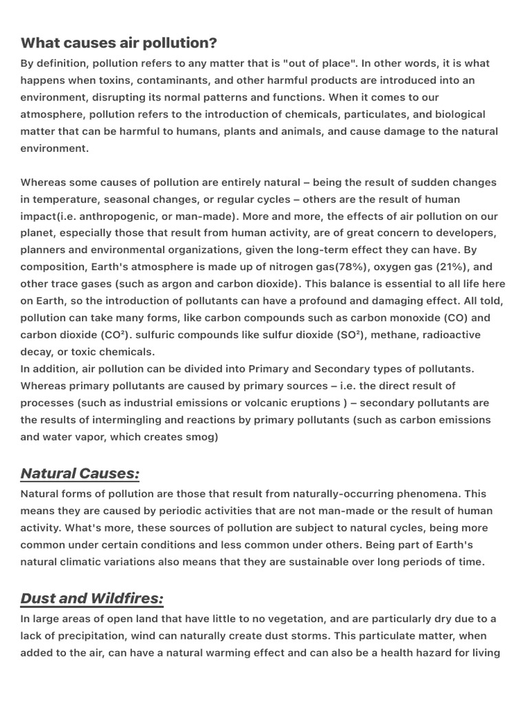 What Causes Air Pollution? | PDF | Air Pollution | Greenhouse Gas