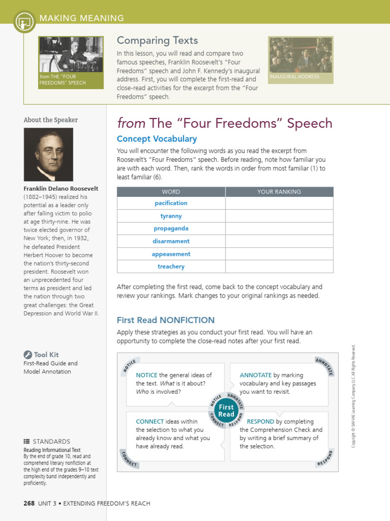 From The - Four Freedoms - Speech PDF | PDF | Fallacy | Reason