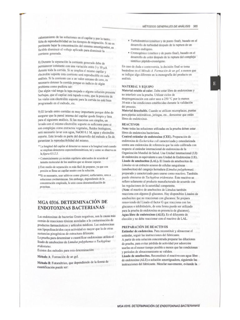 MGA 0316 Determinacion de Endotoxinas | PDF
