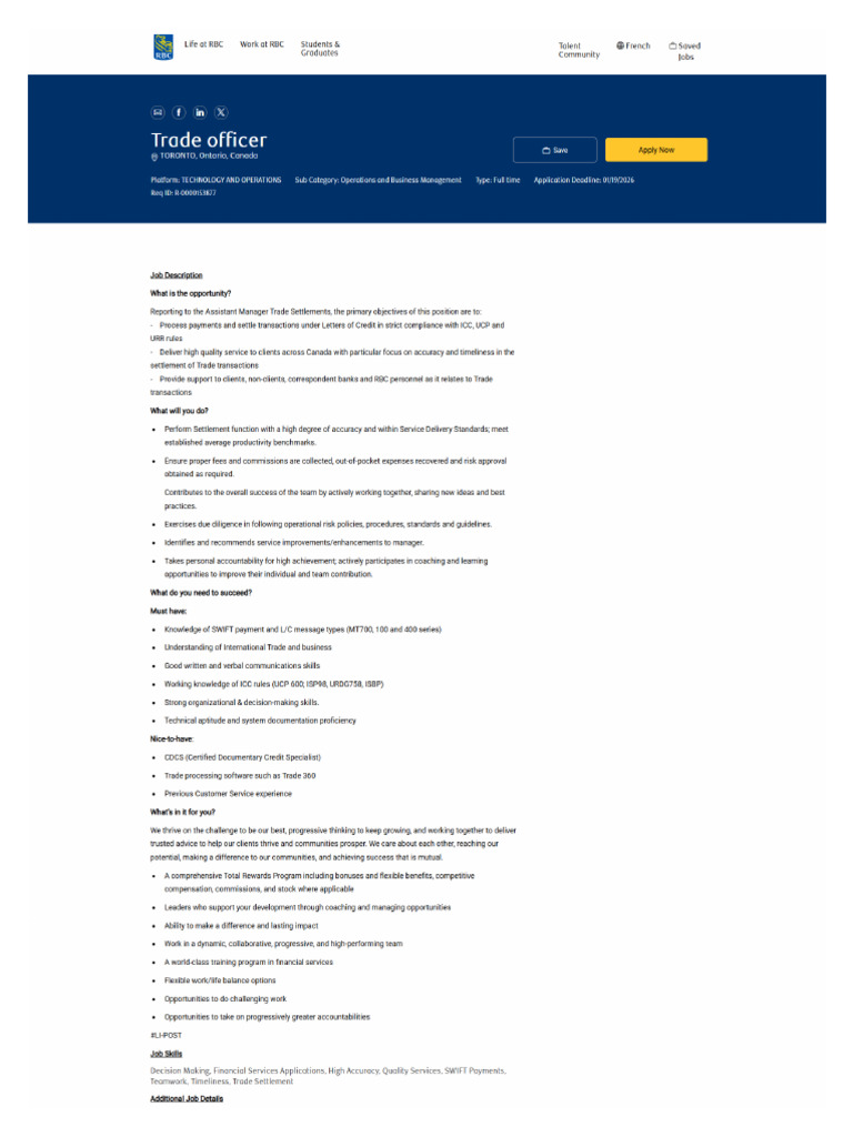 RBC Job Posting | PDF