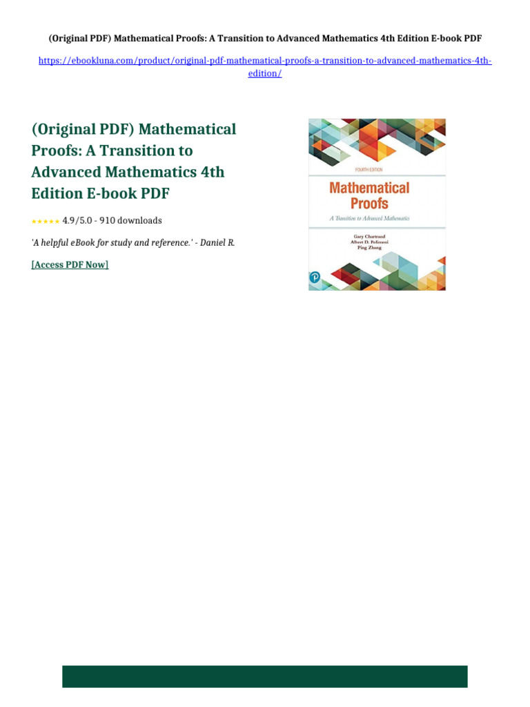 (Original PDF) Mathematical Proofs: A Transition To Advanced ...