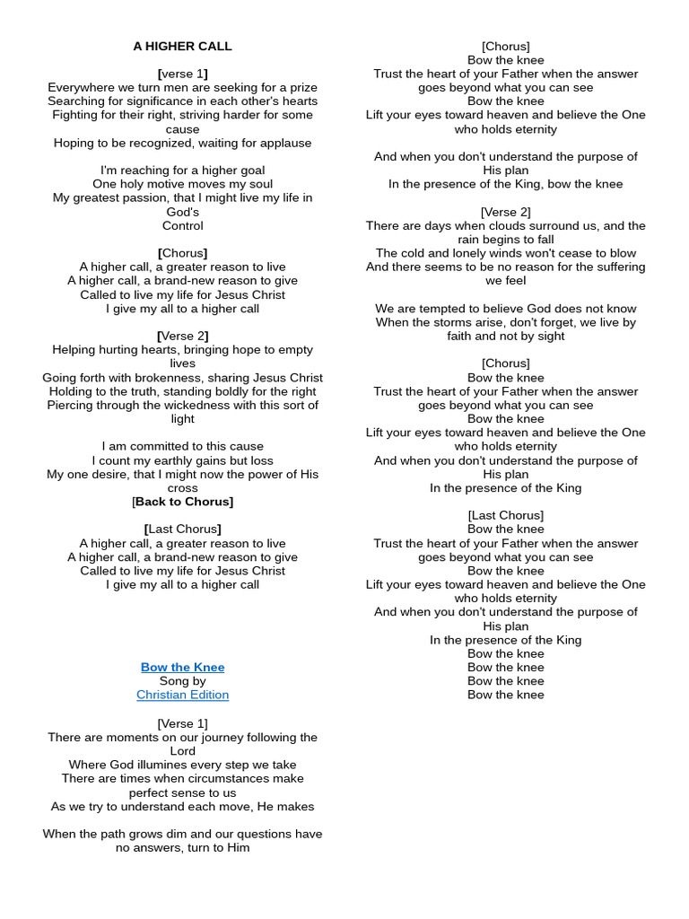 A HIGHER CALL | PDF | God In Christianity | Heaven