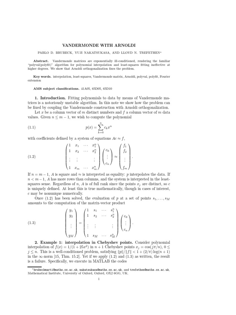 Vander Monde | PDF | Matrix (Mathematics) | Polynomial