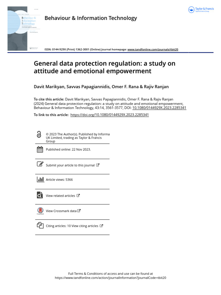 General Data Protection Regulation a Study on Attitude and Emotional ...