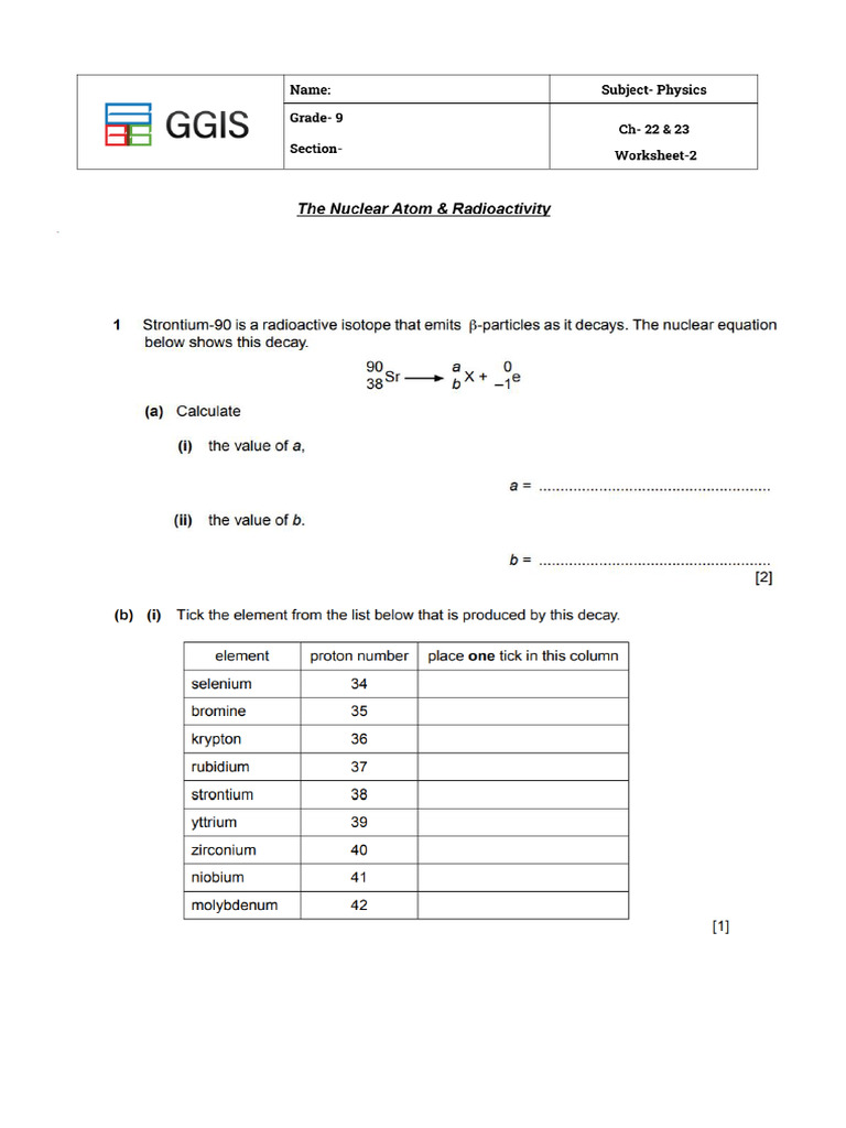 Radioactive Worksheet 2 | PDF
