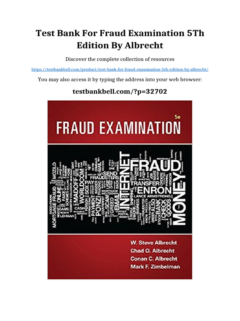Test bank for Fraud Examination 5th Edition by Albrecht digital download | PDF | Intellectual ...