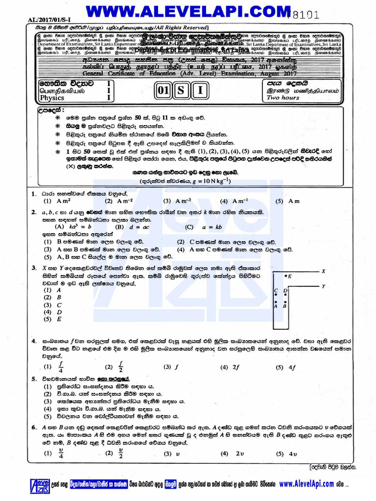 2017 Al Physics Part I Alevelapi. Com PDF | PDF