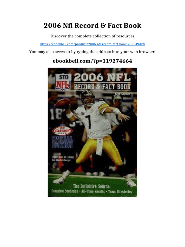 2006 NFL record & fact book full digital chapters | PDF | Intellectual ...