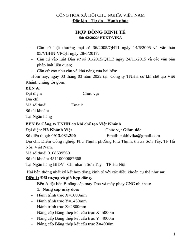 01 Hop Dong Vinalift | PDF