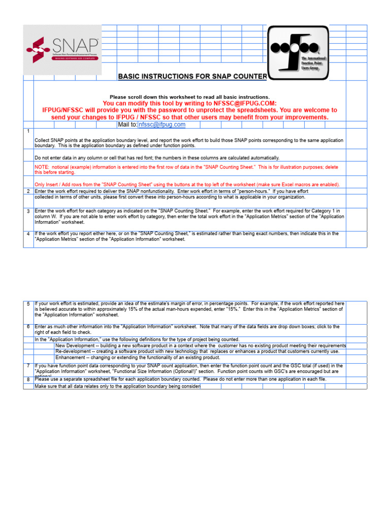 SNAP Counting Tool v2.4 (Excel) | PDF | Microsoft Excel | Computing