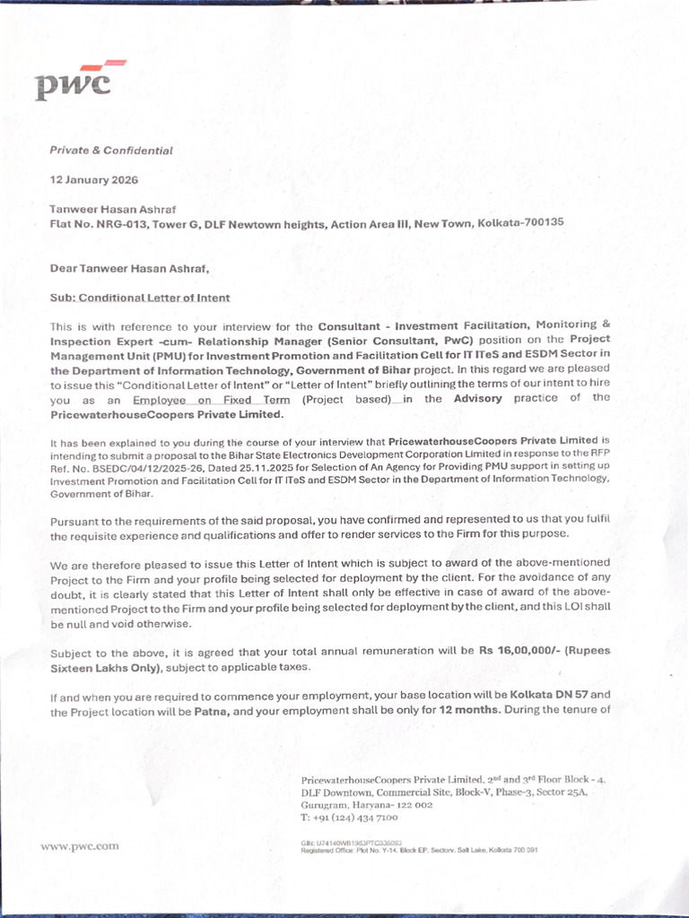 Conditional Letter of Intent-Signed | PDF