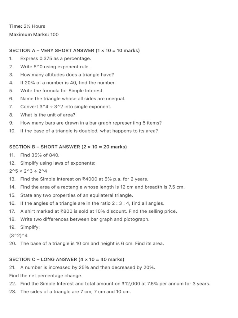 Time- 2½ Hours | PDF | Area | Elementary Geometry