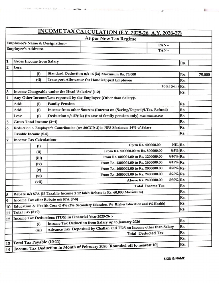 Income Tax Formet 2025-26 | PDF