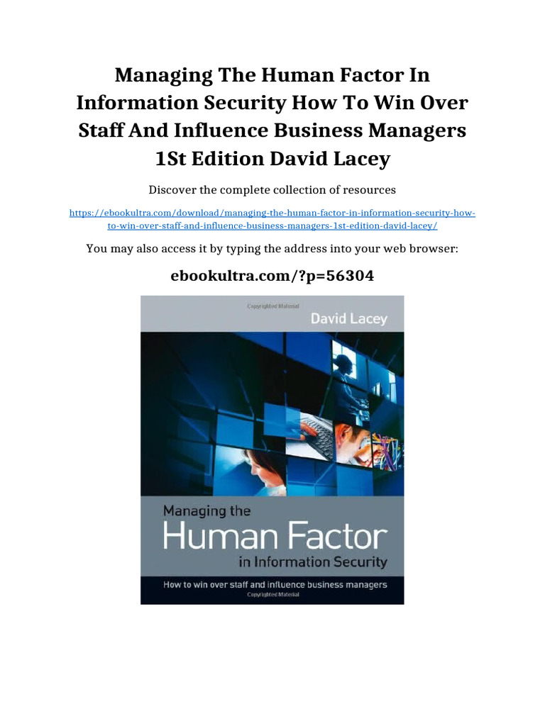 Managing The Human Factor in Information Security How To Win Over Staff ...