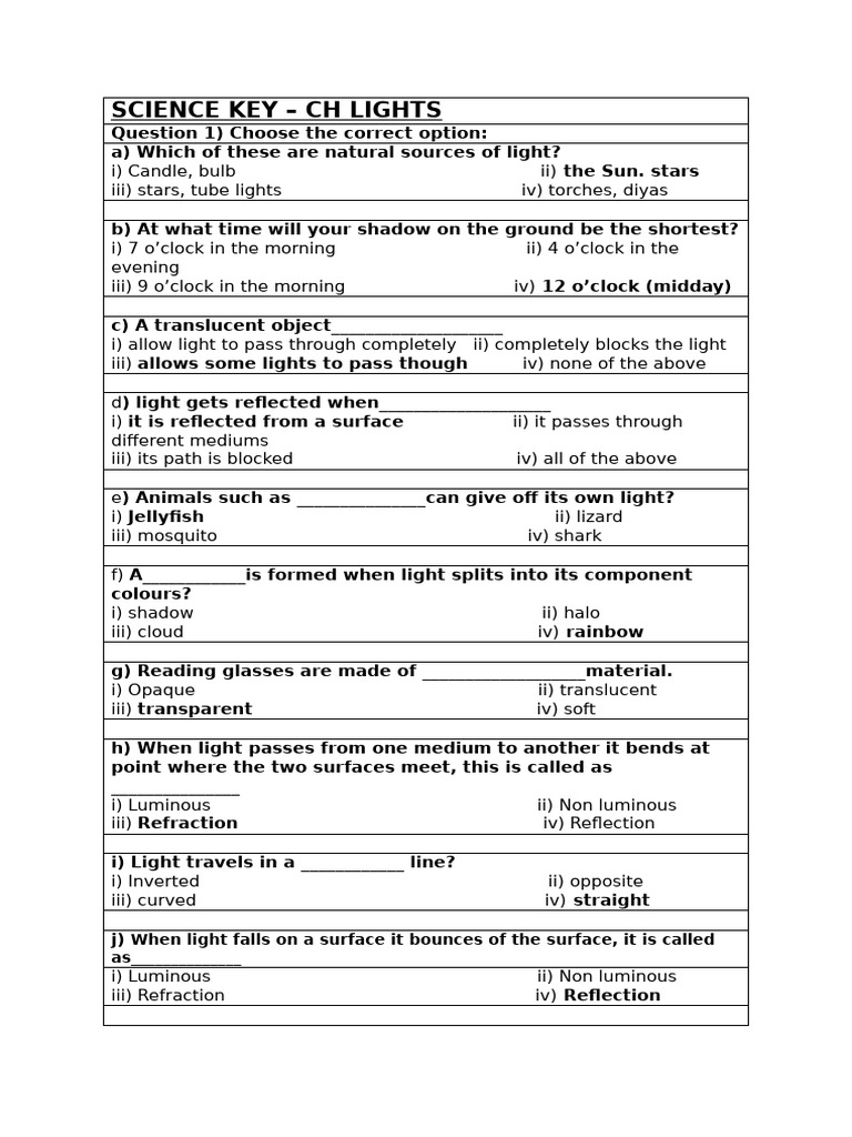 Science Key Light | PDF | Light | Shadow