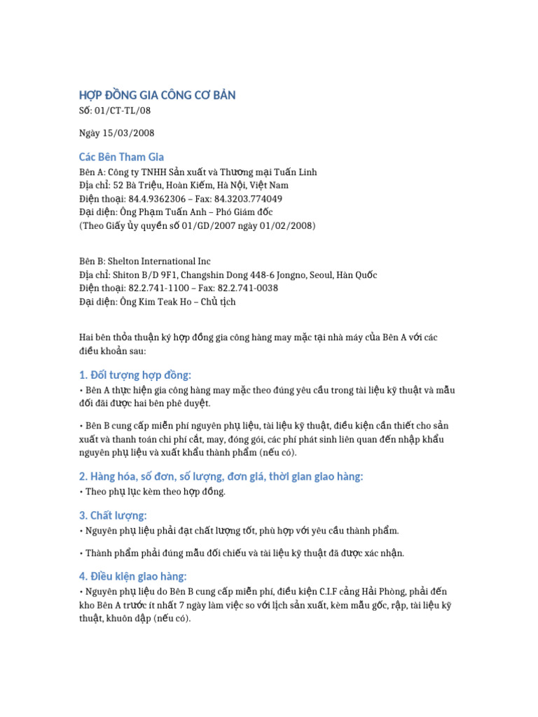 Hop Dong Gia Cong | PDF
