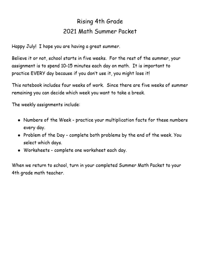Rising 4th Grade Math Packet | PDF | Number Theory | Arithmetic