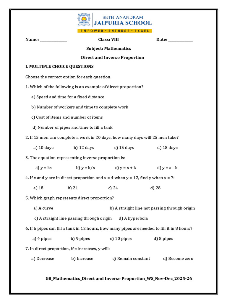 1761555300184-G8 Mathematics Direct and Inverse Proportion WS Nov-Dec ...